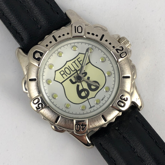 Route 66 | Accessories | Route 66 The Mother Road Watch Black Leather ...